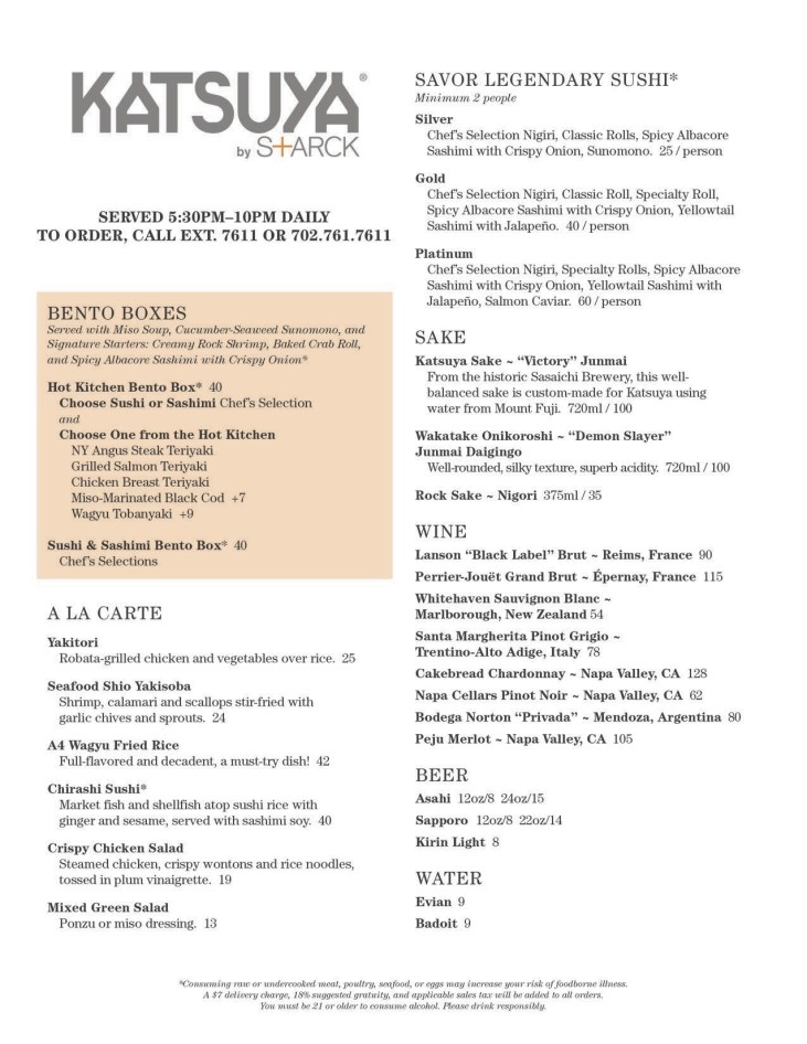 SLS Las Vegas In-Room Dining Menus - Fly&Dine